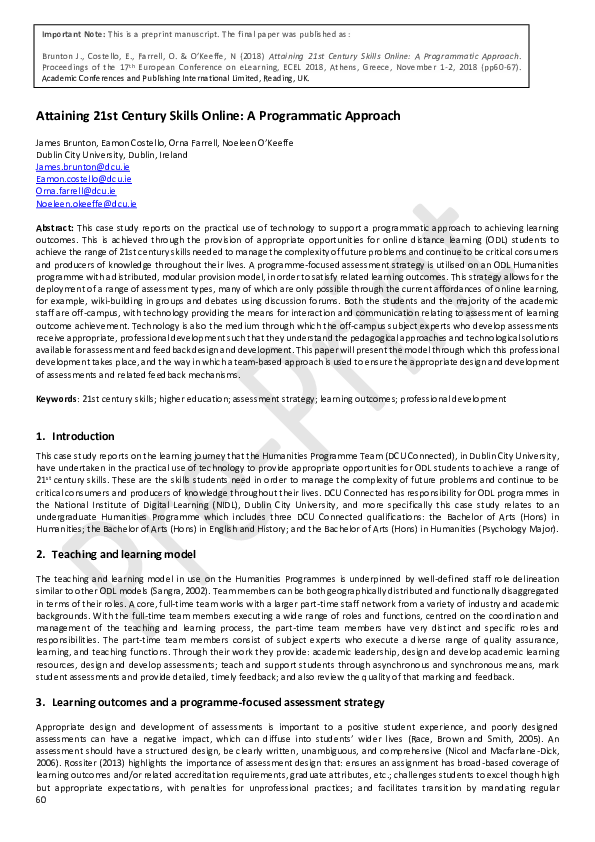 (PDF) Online Learning for 21st Century Skills