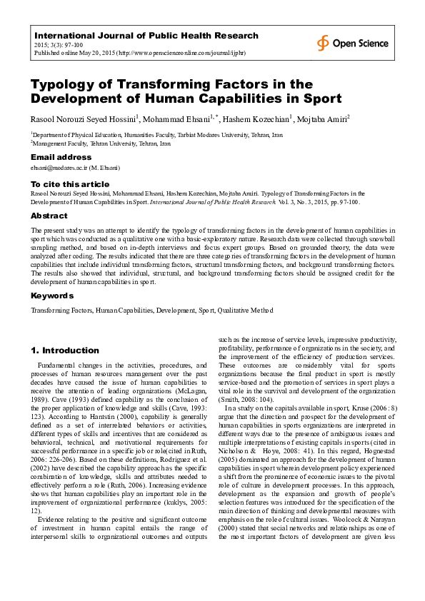 (PDF) Typology of Transforming Factors in the Development of Human ...