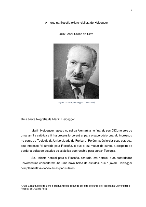 (PDF) A morte na filosofia existencialista de Heidegger