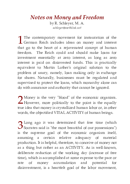 (PDF) Notes on Money and Freedom