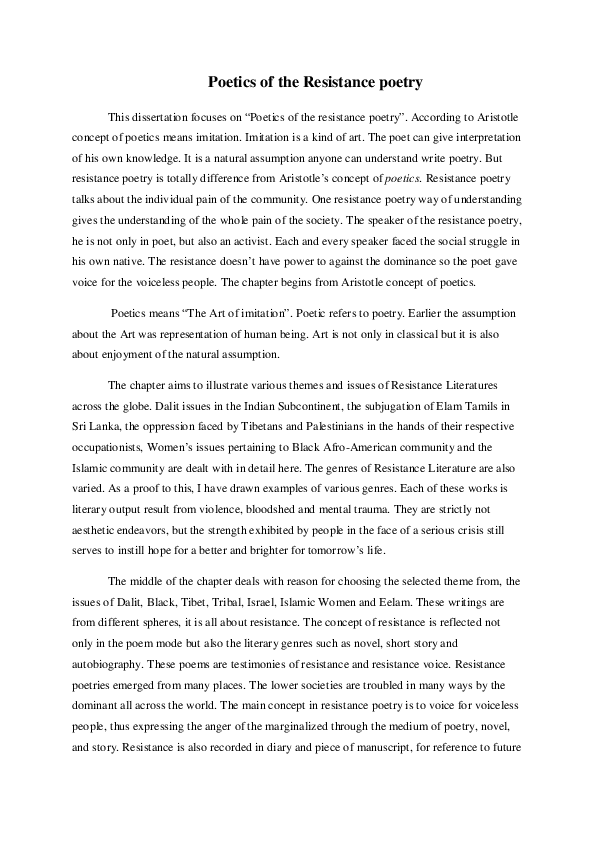 (PDF) Poetics of the Resistance poetry