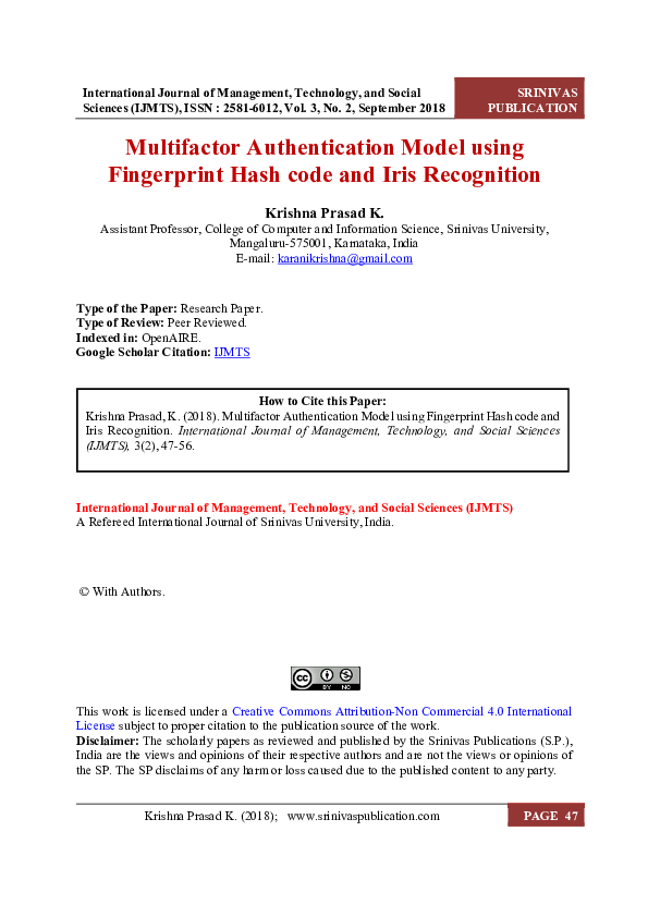 Pdf Multifactor Authentication Model Using Fingerprint Hash Code And