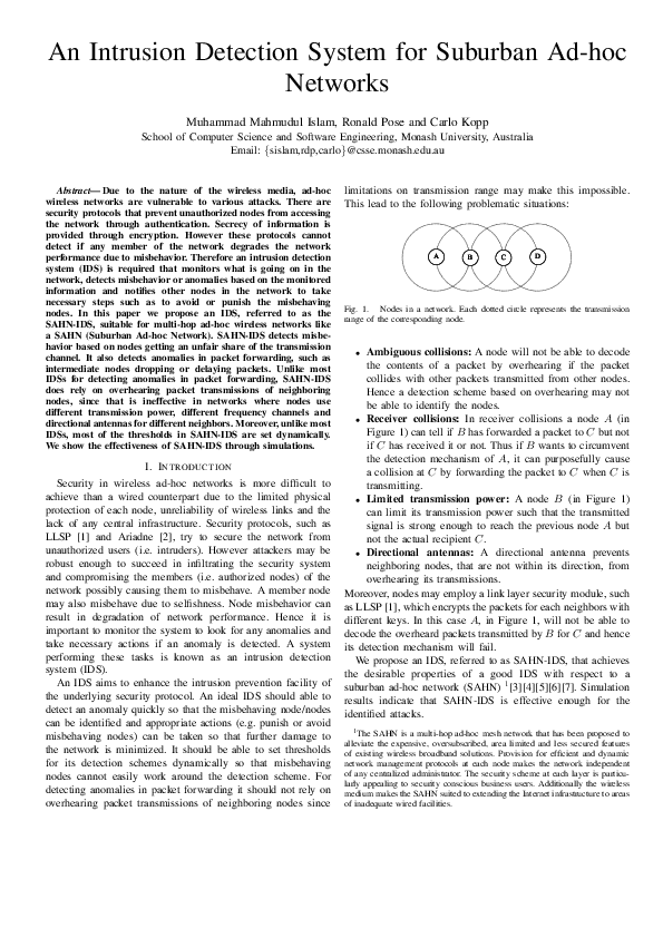 (PDF) An Intrusion Detection System for Suburban Ad-hoc Networks