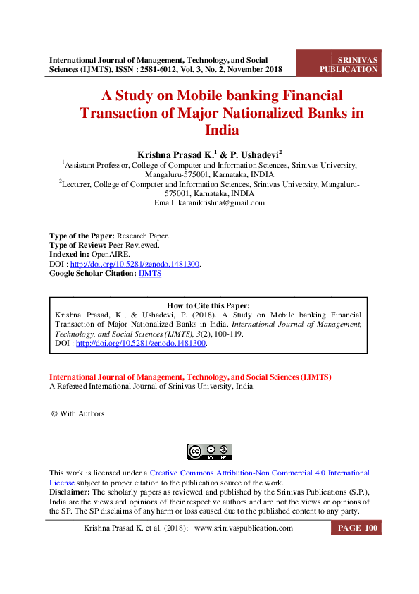 (PDF) A Study on Mobile banking Financial Transaction of Major ...