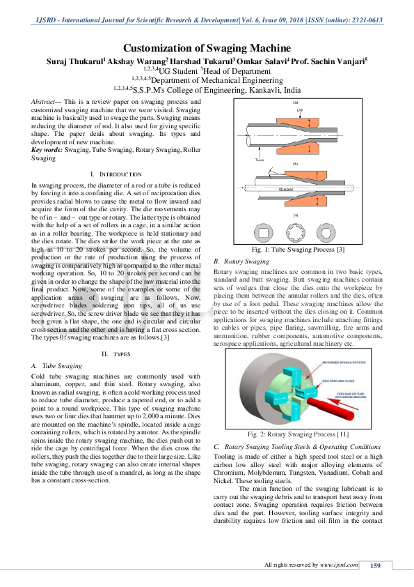 (PDF) Customization of Swaging Machine | IJSRDV6I90152