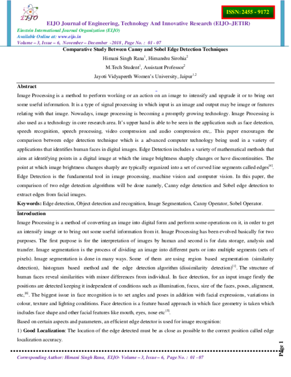 (PDF) Comparative Study Between Canny and Sobel Edge Detection Techniques