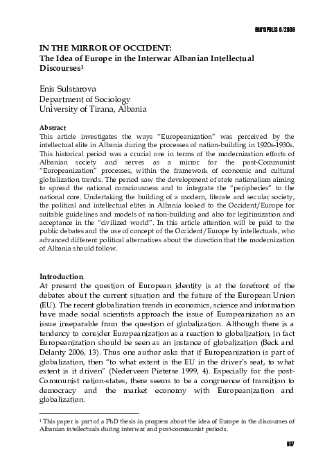 (PDF) IN THE MIRROR OF OCCIDENT: The Idea of Europe in the Interwar ...