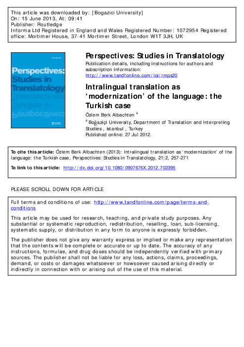 (PDF) Intralingual translation as ‘modernization’ of the language: the ...