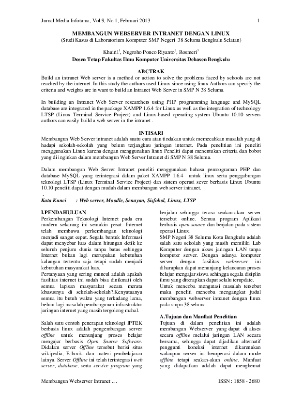(PDF) MEMBANGUN WEBSERVER INTRANET DENGAN LINUX