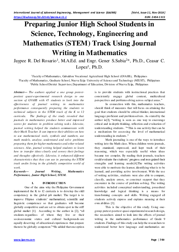 (PDF) Preparing Junior High School Students in Science, Technology ...