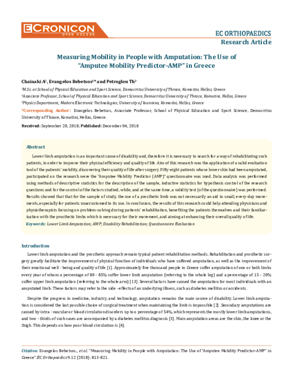 (PDF) Measuring Mobility in People with Amputation: The Use of ...