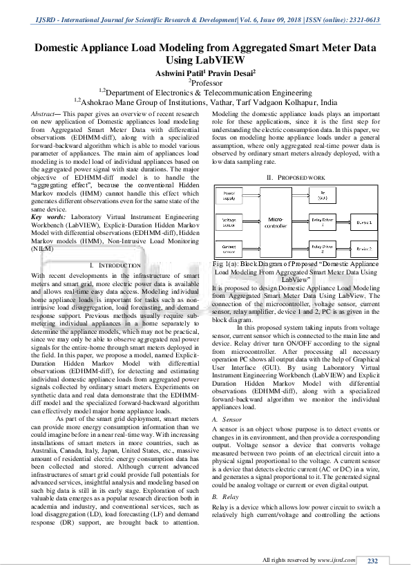 Pdf Domestic Appliance Load Modeling From Aggregated Smart Meter Data
