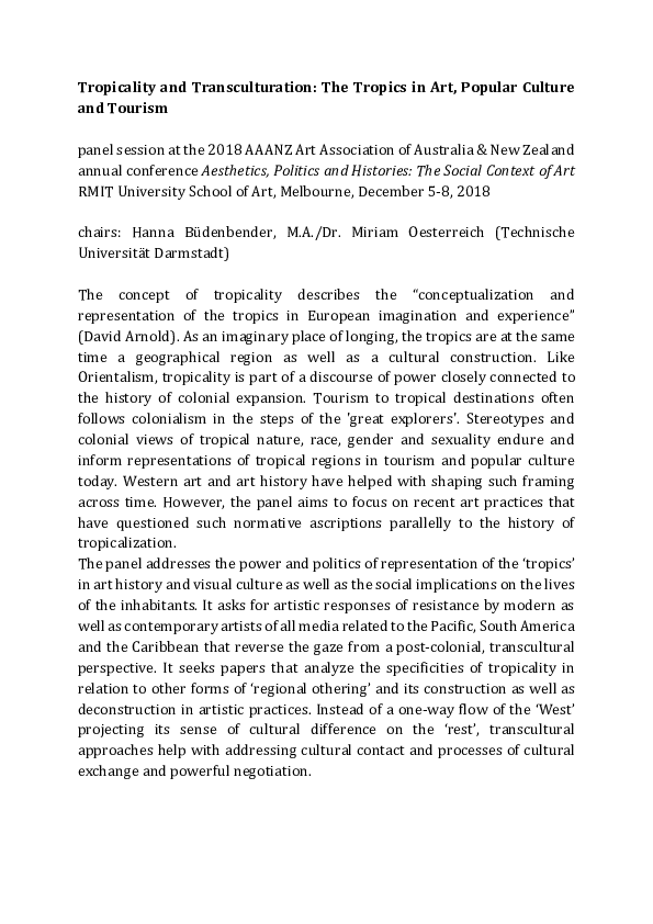 (PDF) Tropicality and Transculturation: The Tropics in Art, Popular ...