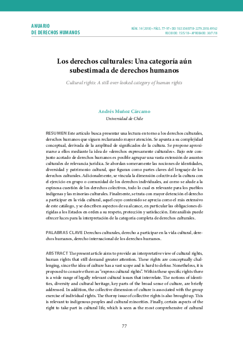 (PDF) Los derechos culturales: una categoría aún subestimada de ...