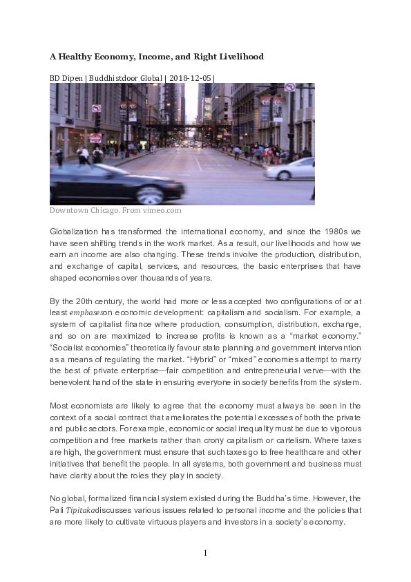 (PDF) A Healthy Economy, Income, and Right Livelihood
