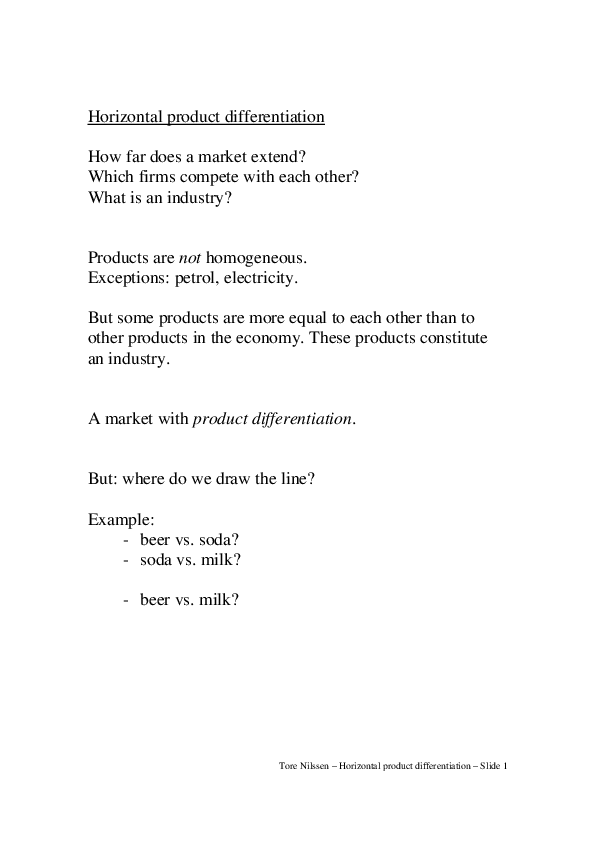 (PDF) Horizontal product differentiation