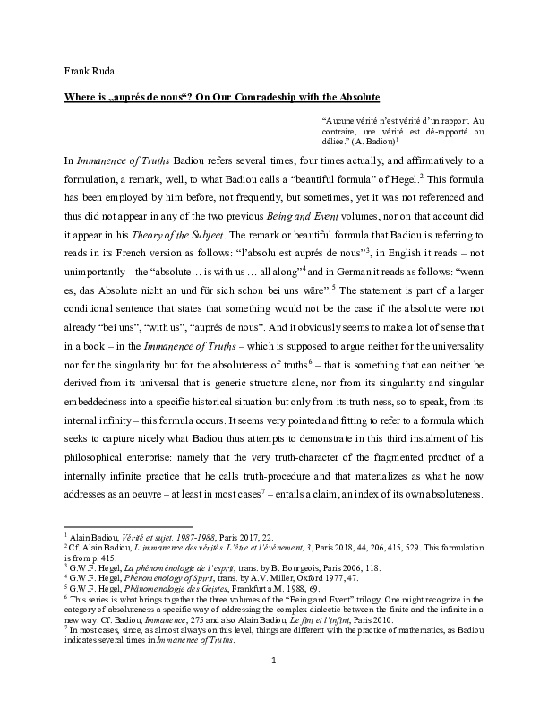 (PDF) Frank Ruda Comrades of the Absolute