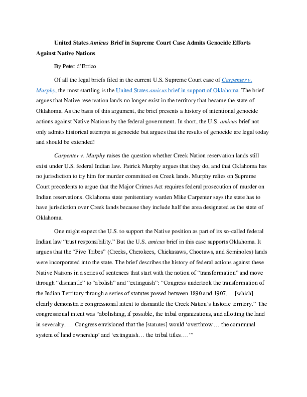 (DOC) United States Amicus Brief in Supreme Court Case Admits Genocide ...