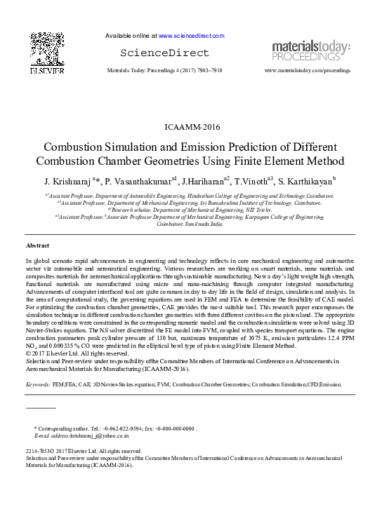 (PDF) Combustion Simulation and Emission Prediction of Different ...