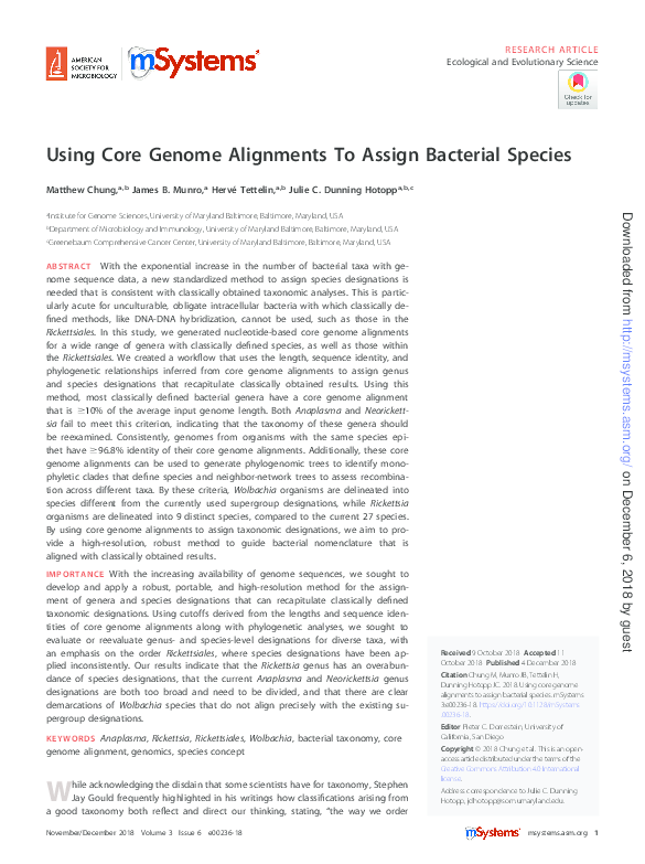 (PDF) Using Core Genome Alignments To Assign Bacterial Species | James ...