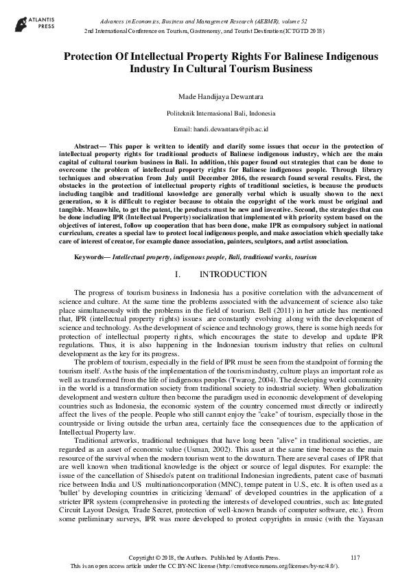 (PDF) Protection Of Intellectual Property Rights For Balinese ...