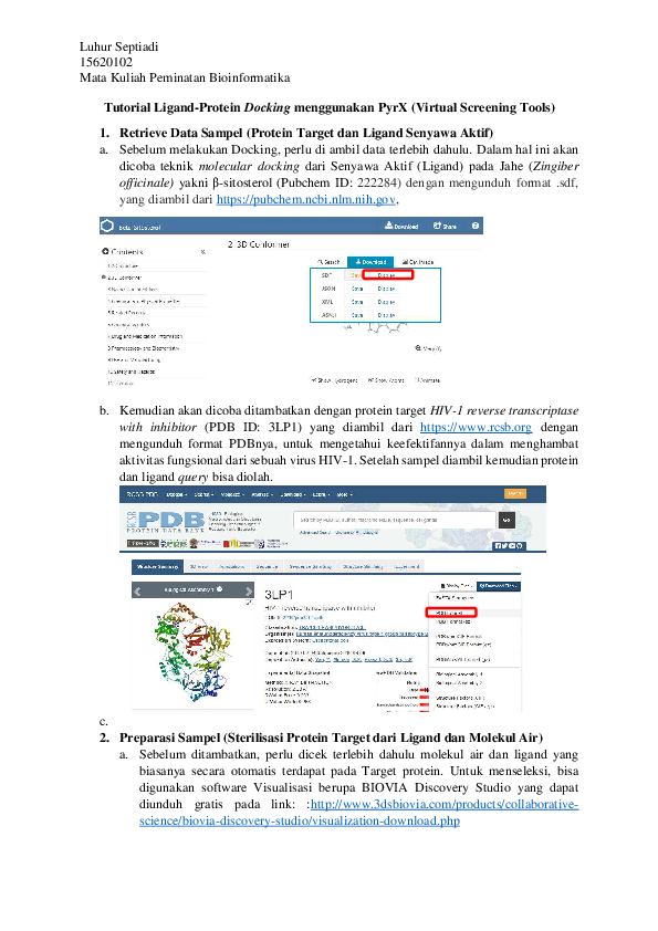 (PDF) Tutorial Ligand-Protein Docking menggunakan PyrX (Virtual ...