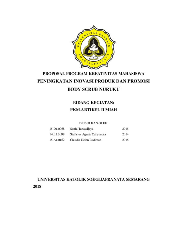 (DOC) PROPOSAL PROGRAM KREATIVITAS MAHASISWA PENINGKATAN INOVASI PRODUK ...