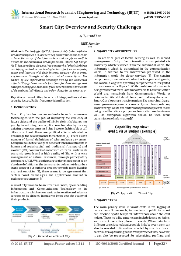 Pdf Irjet Smart City Overview And Security Challenges Irjet