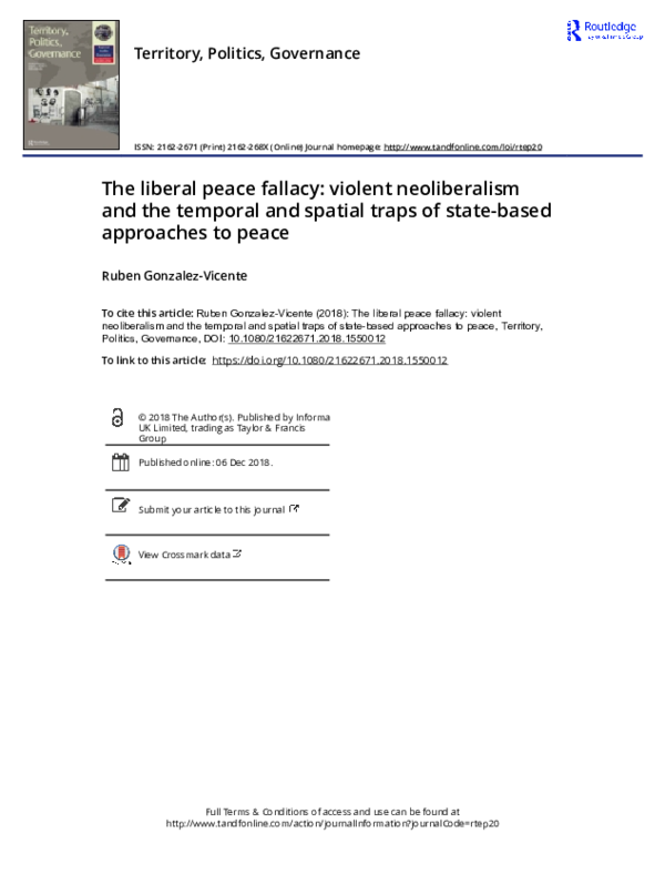 (PDF) The liberal peace fallacy: violent neoliberalism and the temporal ...