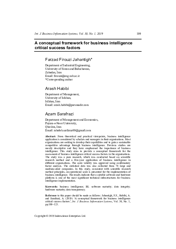 (PDF) A conceptual framework for business intelligence critical success ...