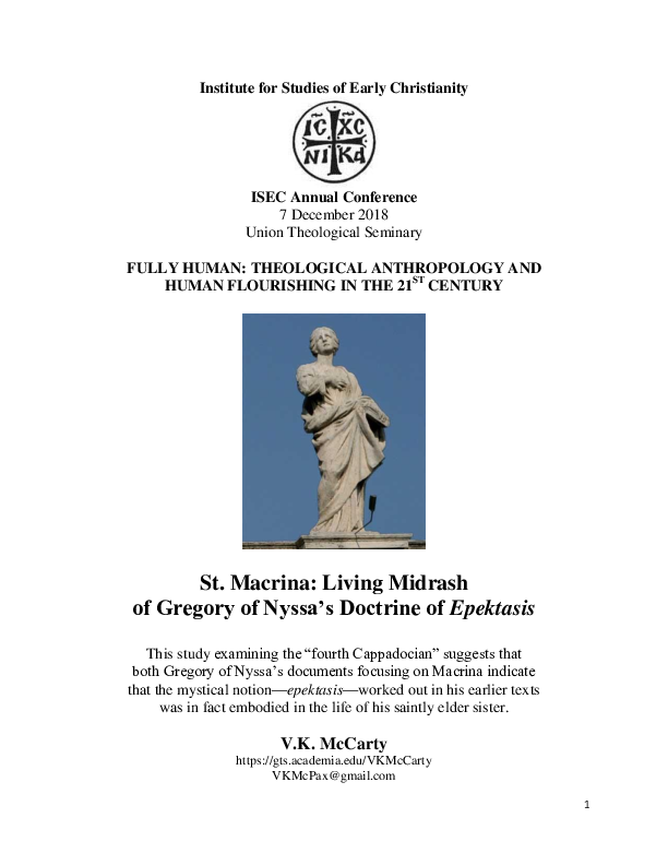 (PDF) St Macrina: Living Midrash of Gregory of Nyssa's Doctrine of ...