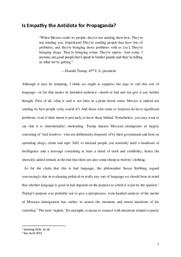 (PDF) Is Empathy the Antidote for Propaganda?