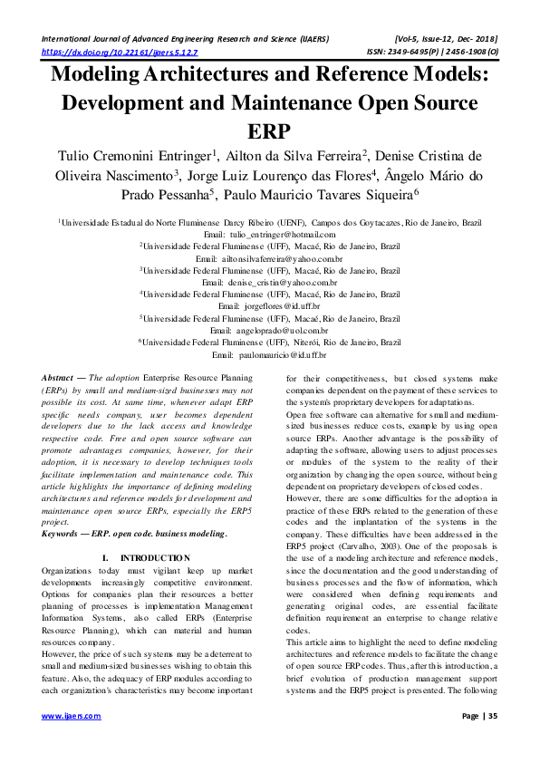 (PDF) Modeling Architectures and Reference Models: Development and ...