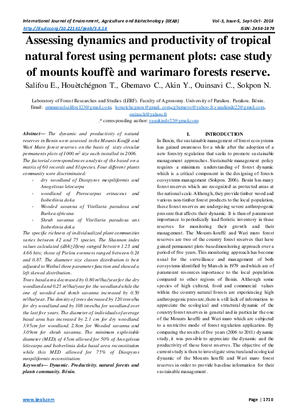 (PDF) Assessing dynamics and productivity of tropical natural forest ...