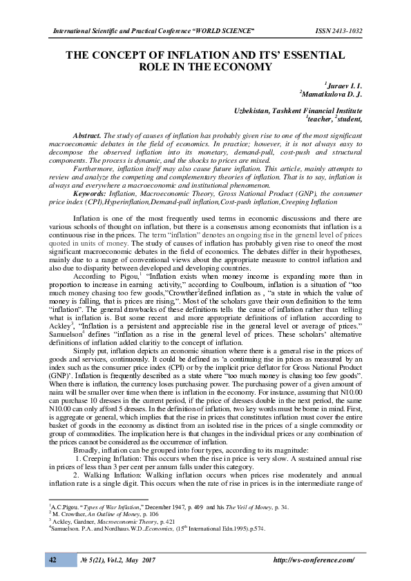 (PDF) THE CONCEPT OF INFLATION AND ITS' ESSENTIAL ROLE IN THE ECONOMY