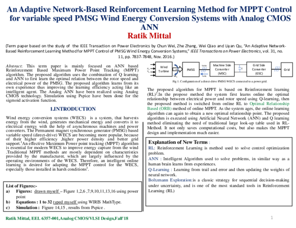 (PDF) An Adaptive Network-Based Reinforcement Learning Method for MPPT Control for variable ...