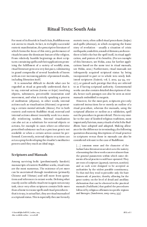 (PDF) 2015e. "Ritual Texts: South Asia." In: Brill Encyclopedia of ...