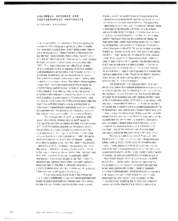 (PDF) Colonial Science and Photographic Portraits