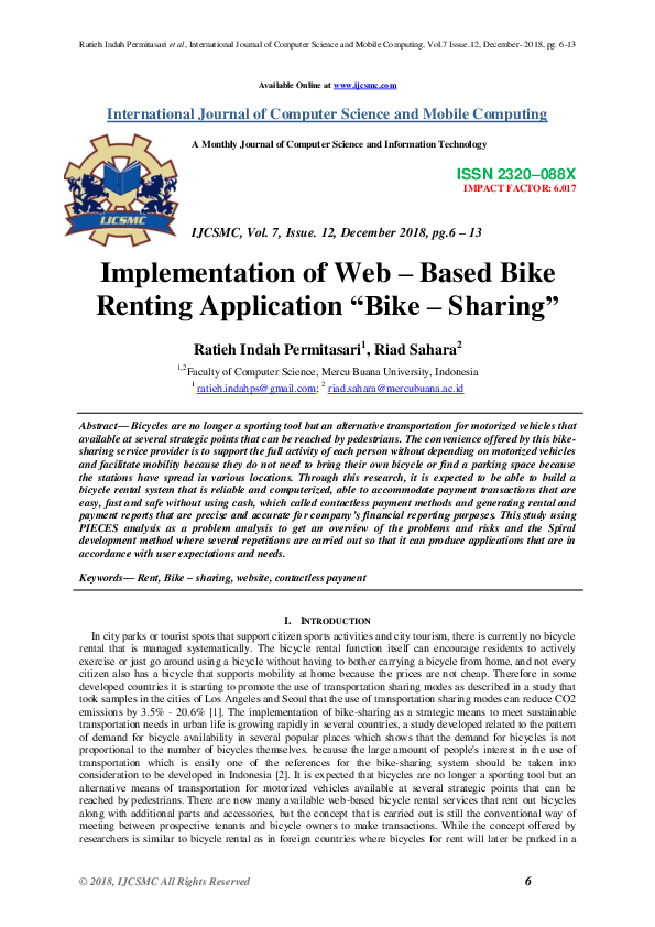 (PDF) Implementation of Web – Based Bike Renting Application "Bike ...