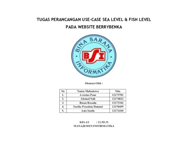 (PDF) TUGAS PERANCANGAN USE-CASE SEA LEVEL & FISH LEVEL