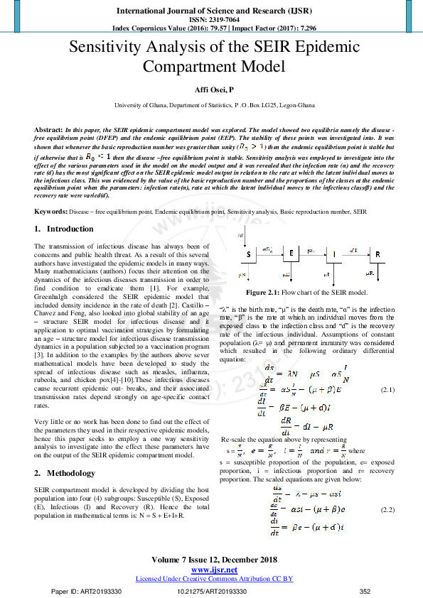 (PDF) Sensitivity Analysis of the SEIR Epidemic Compartment Model