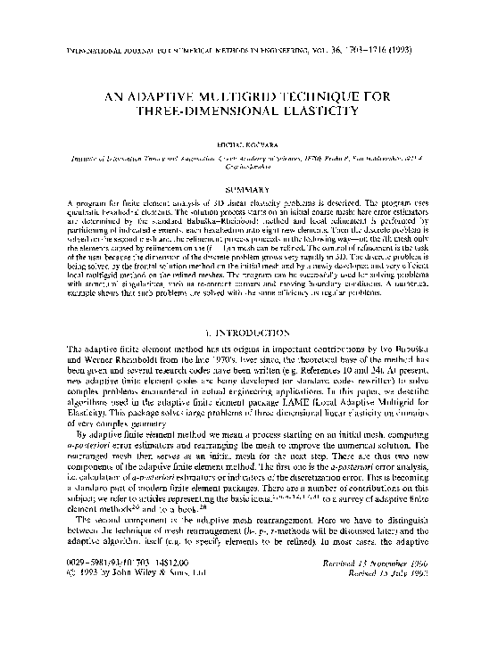 Pdf An Adaptive Multigrid Technique For Three Dimensional Elasticity