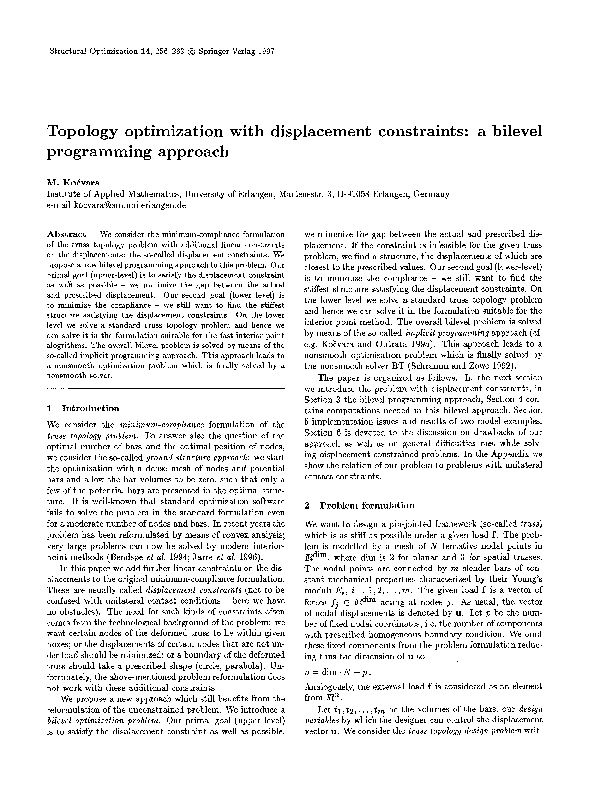 (PDF) Topology optimization with displacement constraints: a bilevel programming approach