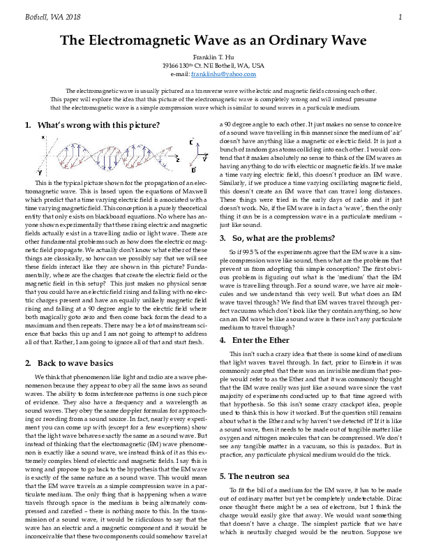 (PDF) The Electromagnetic Wave as an Ordinary Wave