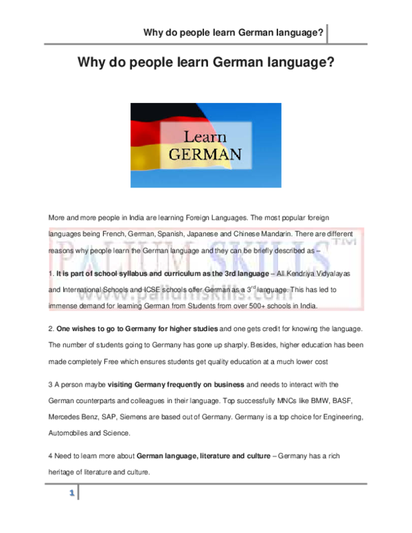 (PDF) Why do people learn German language?