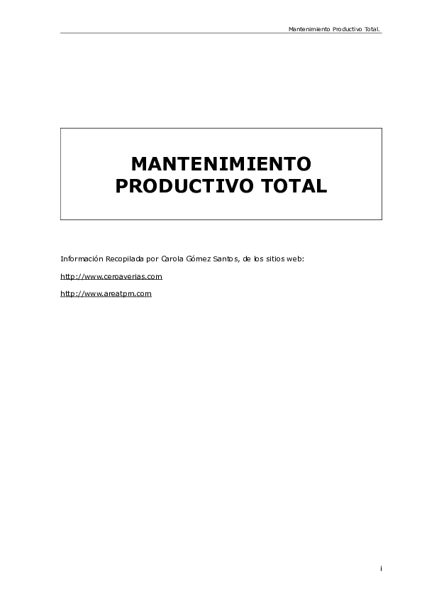 (PDF) MANTENIMIENTO PRODUCTIVO TOTAL TPM