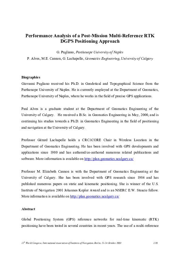 (PDF) Performance Analysis of a Post-Mission Multi-Reference RTK DGPS ...