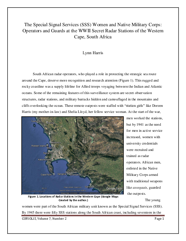 (PDF) The Special Signal Services (SSS) Women and Native Military Corps ...