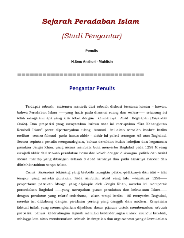(PDF) Sejarah Peradaban Islam (Studi Pengantar
