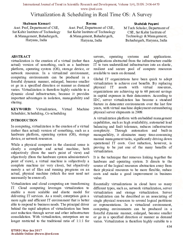 Pdf Virtualization And Scheduling In Real Time Os A Survey